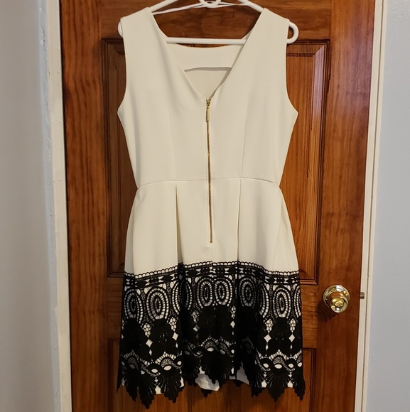 ASOS | Dresses | Closet Pleated Skater Dress W Contrast Lace Appli ...